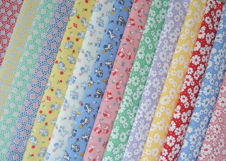 8” x 10” of Moda 30’s Playtime by Chloe’s Closet Fabric. Made in USA ...