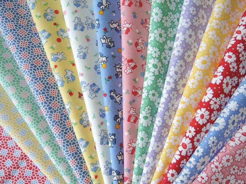 8” x 10” of Moda 30’s Playtime by Chloe’s Closet Fabric. Made in USA ...