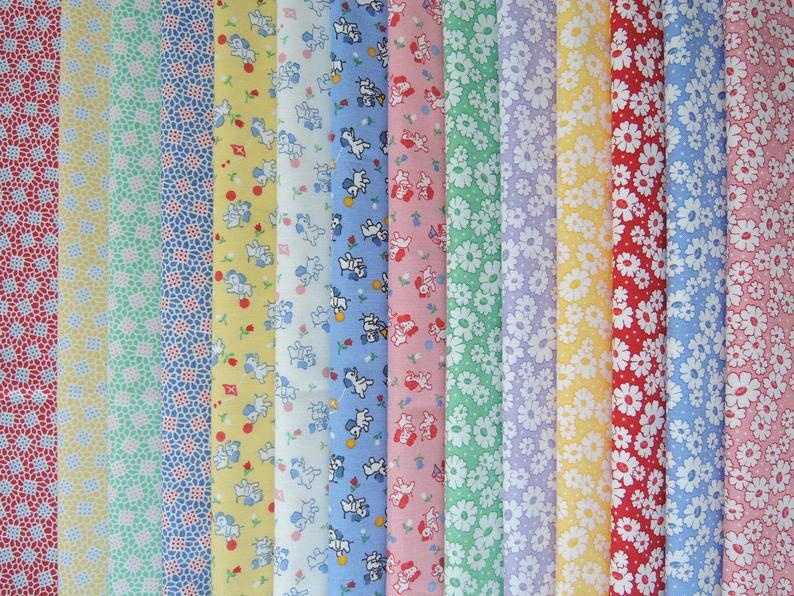 8” x 10” of Moda 30’s Playtime by Chloe’s Closet Fabric. Made in USA ...