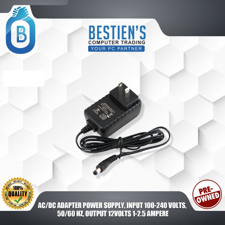 AC/DC ADAPTER POWER SUPPLY, INPUT 100-240 VOLTS, 50/60 HZ, OUTPUT ...