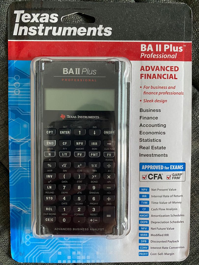 CFA calculator - Texas Instruments BA II Plus, Computers & Tech, Office ...