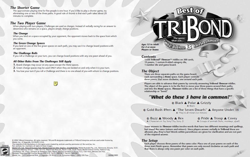 Tribond Board Game collection set, Hobbies & Toys, Toys & Games on ...