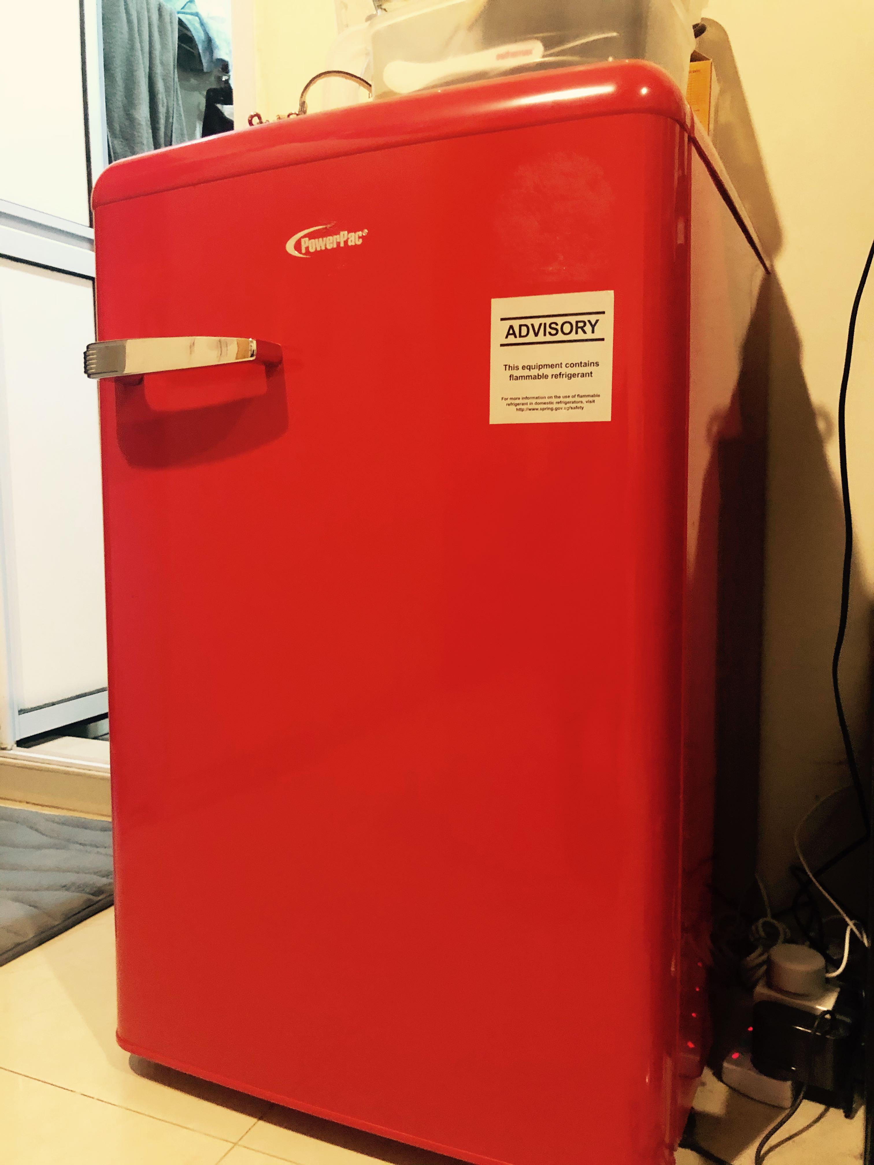 106l Powerpac Red Retro Fridge with Freezer, TV & Home Appliances ...