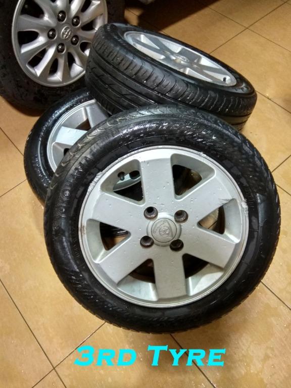 3Pcs Proton Wira Original Rims with Tyres, Auto Accessories on Carousell