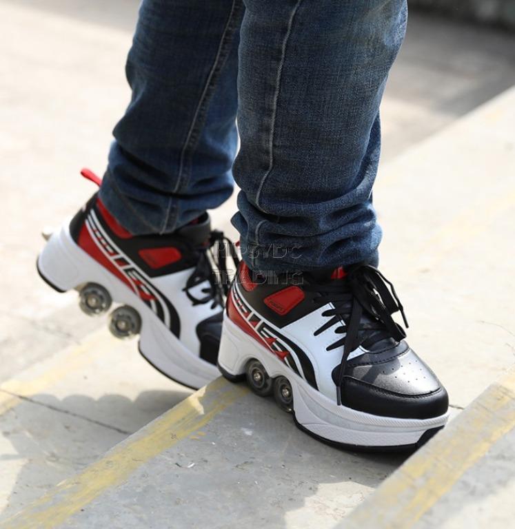 ROLLER KICKER SHOES RETRACTABLE WHEELS KASUT RODA SKATE SKATES KICK ...