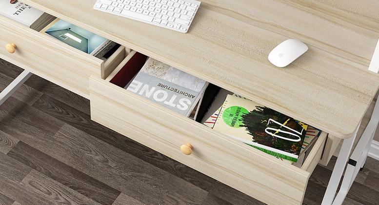 Brown Computer Table Desk drawer laci Furniture meja ikea, Furniture ...