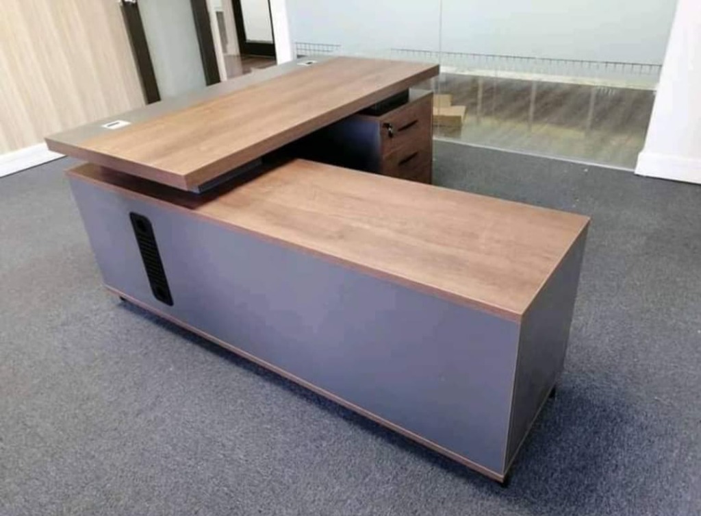 L Shape Type Executive Table, Furniture & Home Living, Office Furniture ...