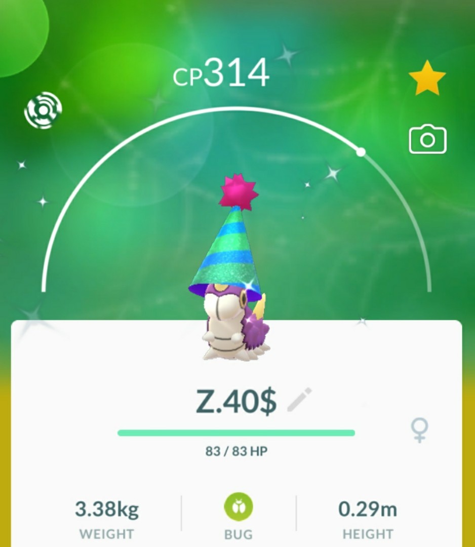 Pokemon Go Shiny Wurmple with Hat, Video Gaming, Gaming Accessories ...