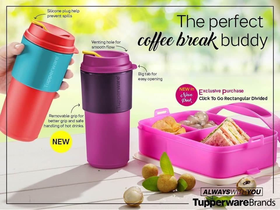 Ready stock Tupperware Coffee To Go Tumbler with Removable Sleeve 1 ...
