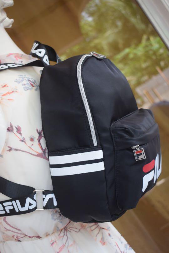 Brand new with Tag. Fila Logo Backpack In Black, Women's Fashion, Bags ...