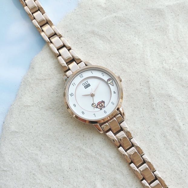BT21 x OST Shooky Rose Gold Wrist Watch, Entertainment, K-Wave on Carousell