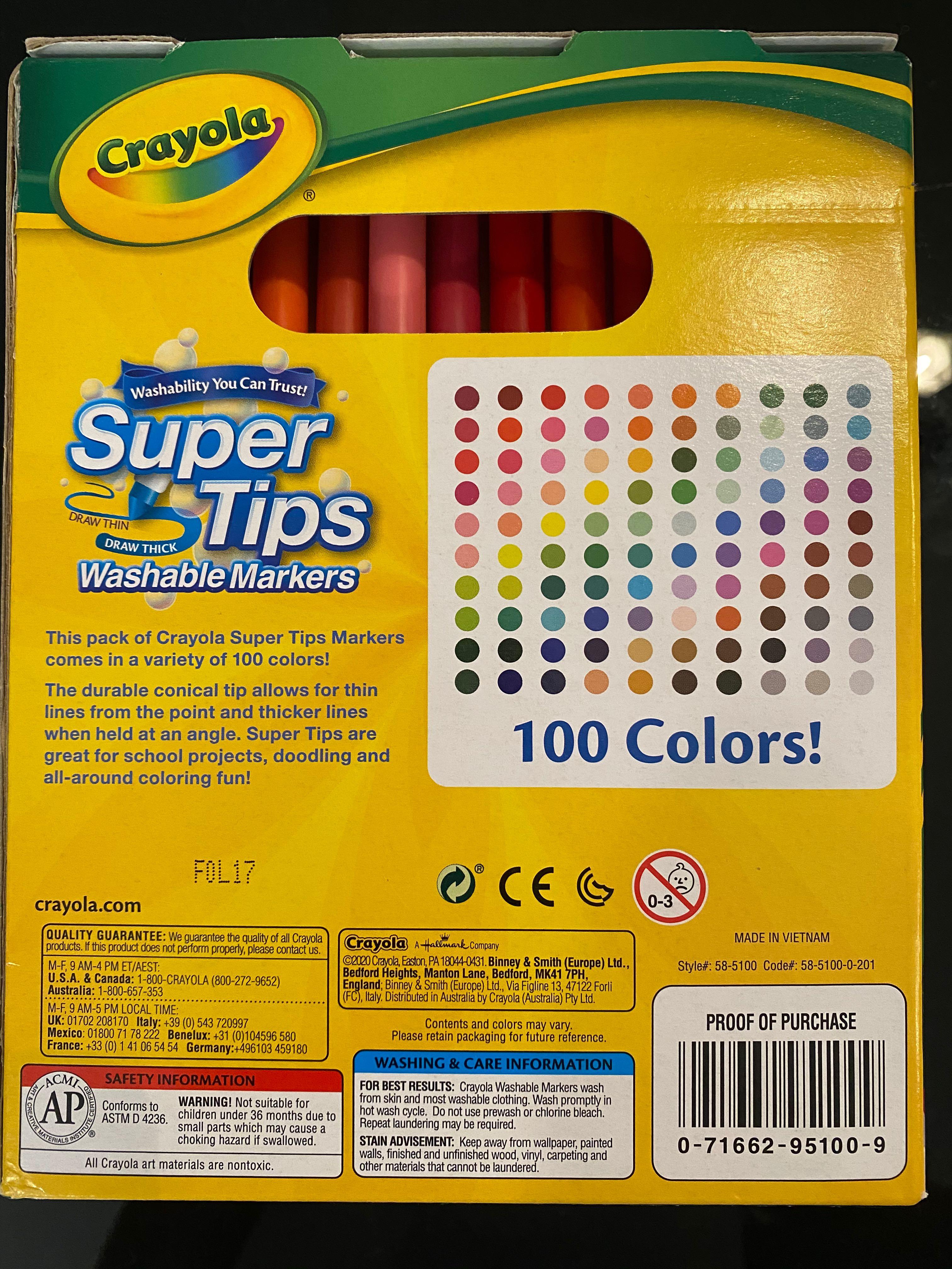 Crayola Super Tips 100, Hobbies & Toys, Stationery & Craft, Craft ...
