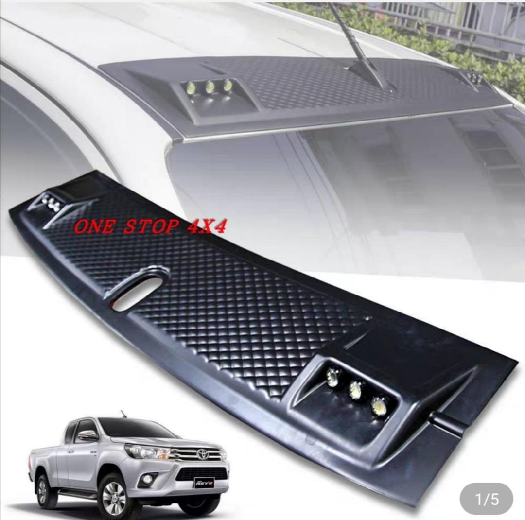 Front roof spoiler cover led black trim for Toyota hilux revo 2015 2016 ...