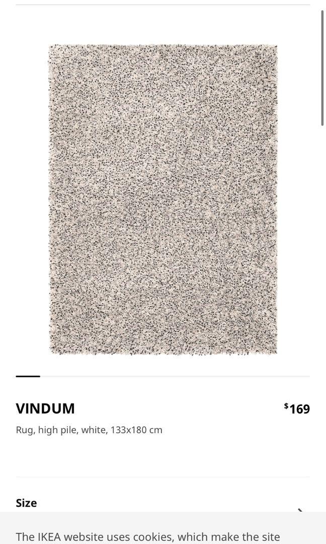 Ikea Vindum Rug-High Pile- White, Furniture & Home Living, Home Decor ...
