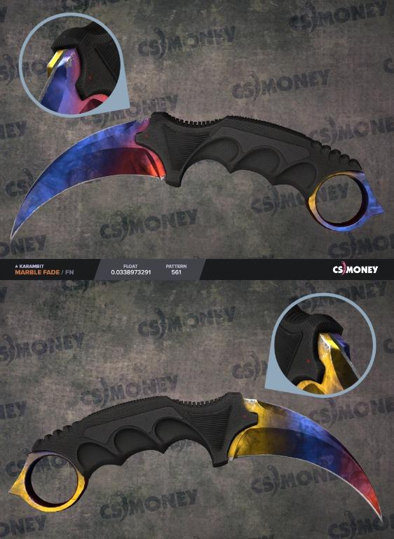 Karambit Marble Fade (Ice & Fire) CSGO knife, Video Gaming, Gaming ...