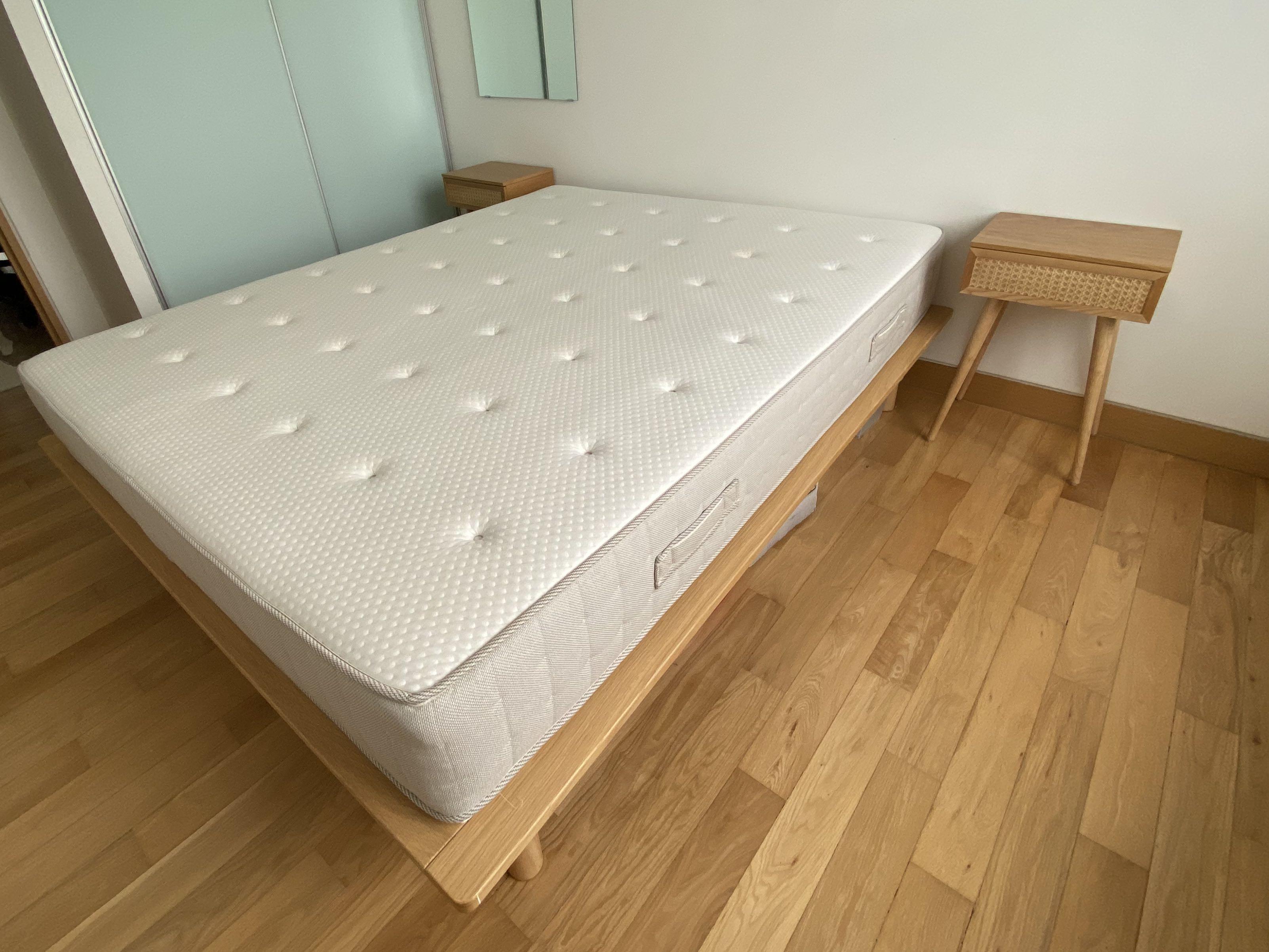 Muji Solid Oak Bed frame (Queen) + IKEA Spring mattress, Furniture ...