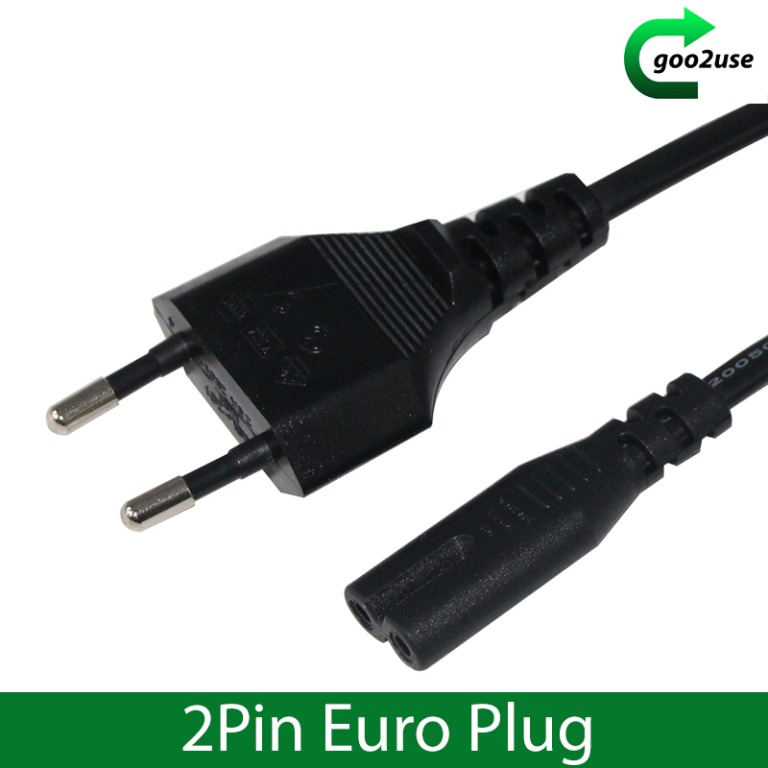 Power Cable Euro 2Pin Plug, Computers & Tech, Parts & Accessories ...
