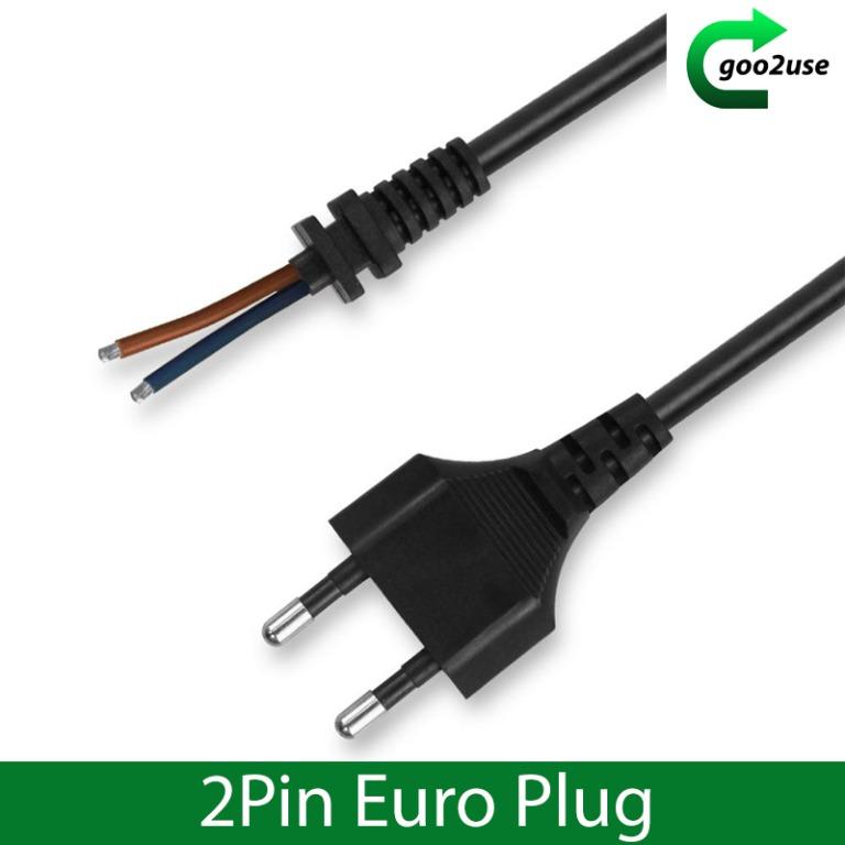 Power Cable Euro 2Pin Plug, Computers & Tech, Parts & Accessories ...