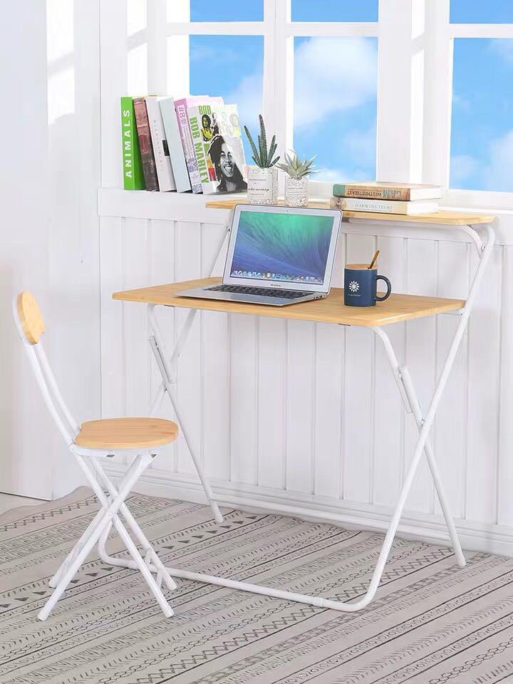 Study Table With Shelf Folding Foldable Table, Furniture & Home Living ...