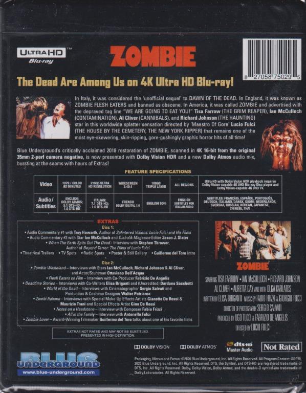 Zombie 4K Blu ray / Bluray, Hobbies & Toys, Music & Media, CDs & DVDs ...
