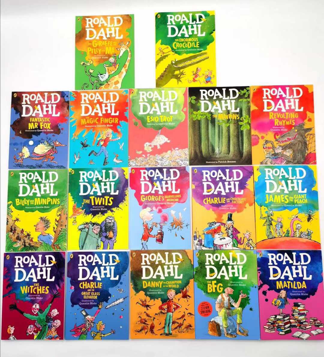【包郵-彩色17本】【Roald Dahl Collection】Colour A4 size, 興趣及遊戲, 書本 & 文具, 小朋友書 - Carousell