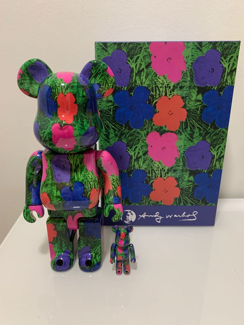 Bearbrick Andy Warhol flowers 400% 100% set Be@rbrick, Hobbies & Toys ...