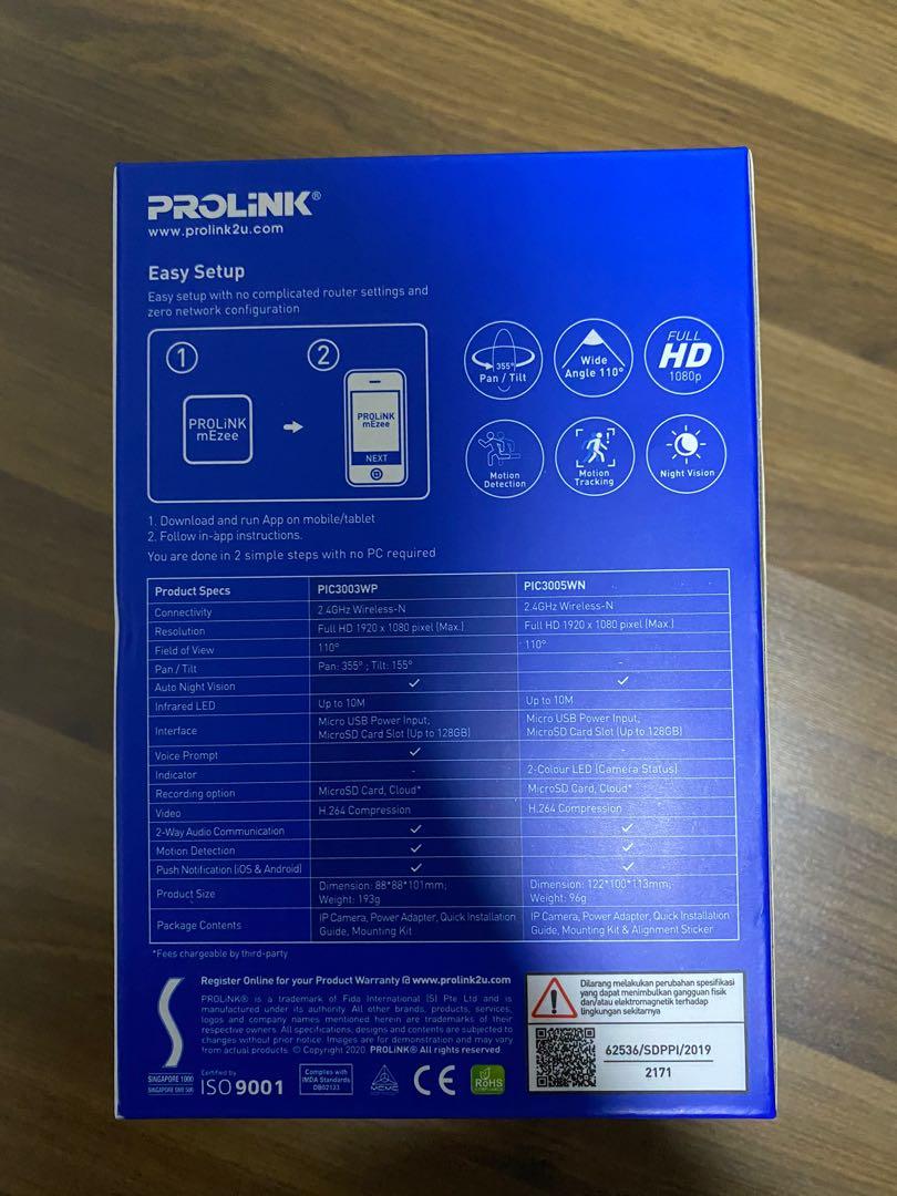PROLiNK SmartCam Plus II Full HD Wireless IP Camera, Furniture & Home ...