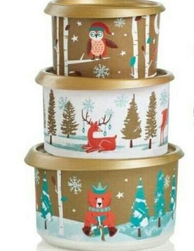 Tupperware festive holiday canister gift set (3 sizes), Furniture ...
