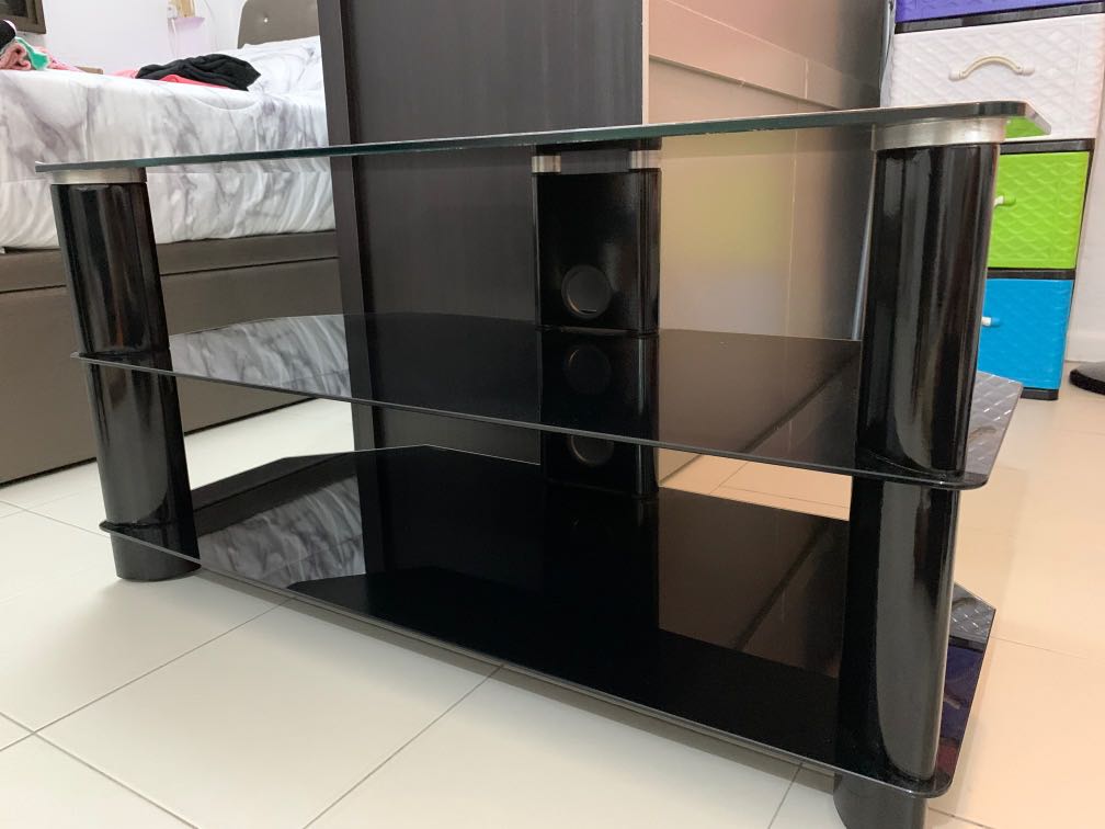 3 tier Glass Tv Console, Furniture & Home Living, Furniture, TV ...