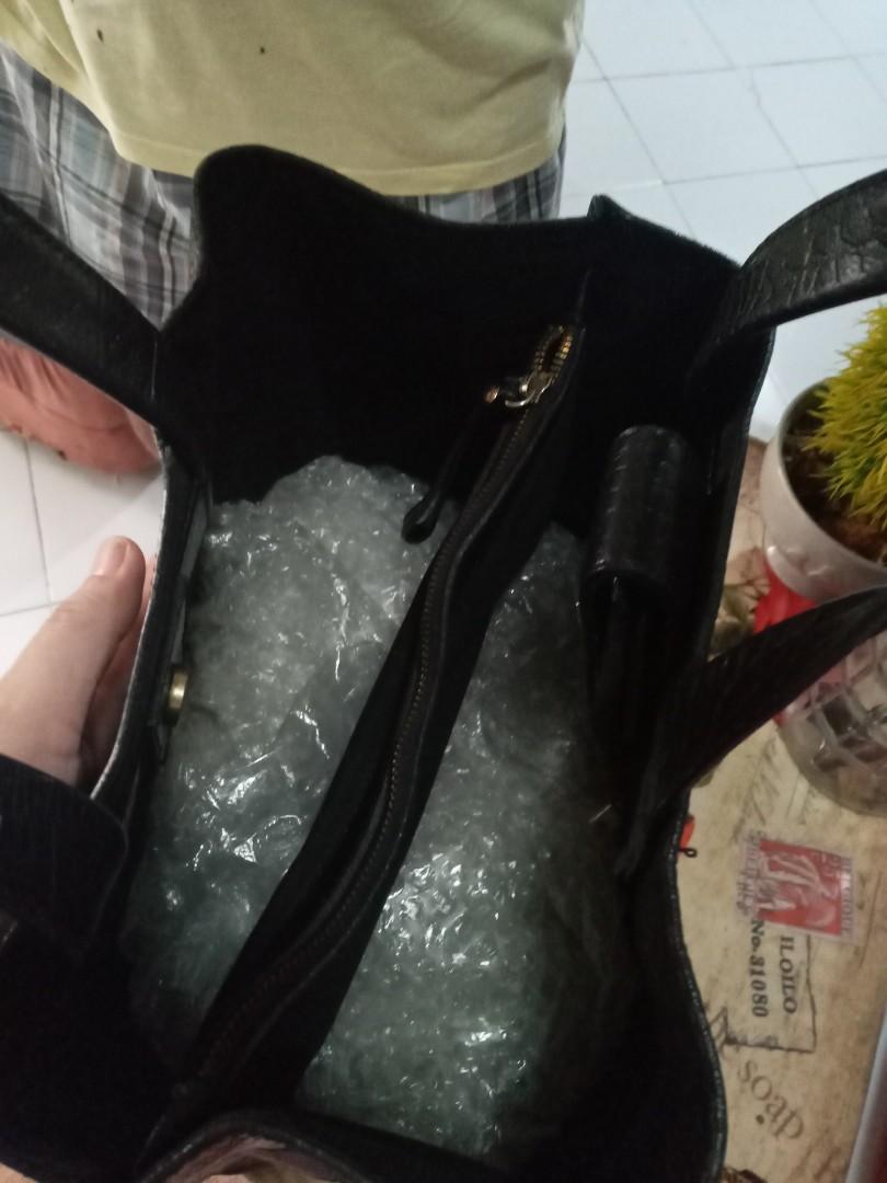 Japan Crocs Leather in All Black Color..Diagonal Design of Compartments ...