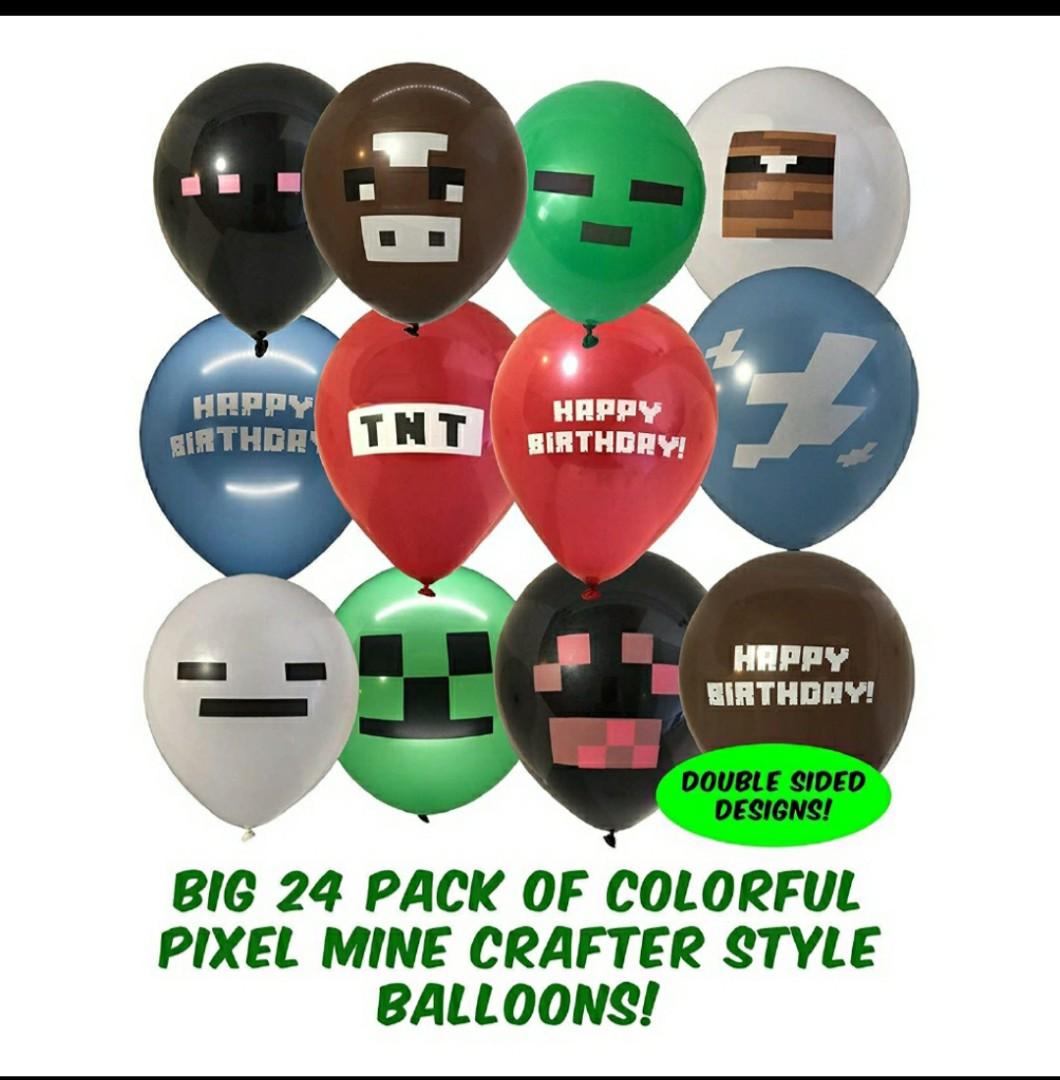 Minecraft latex balloons., Hobbies & Toys, Toys & Games on Carousell