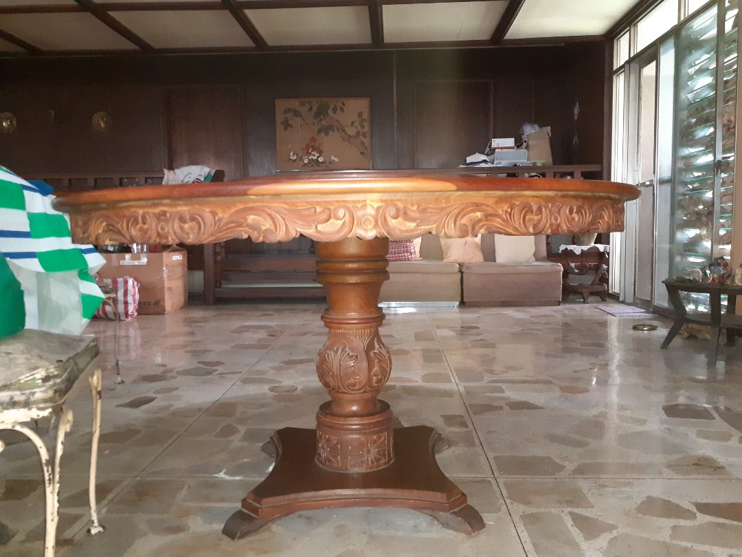 Narra round dining table with chairs, Furniture & Home Living ...
