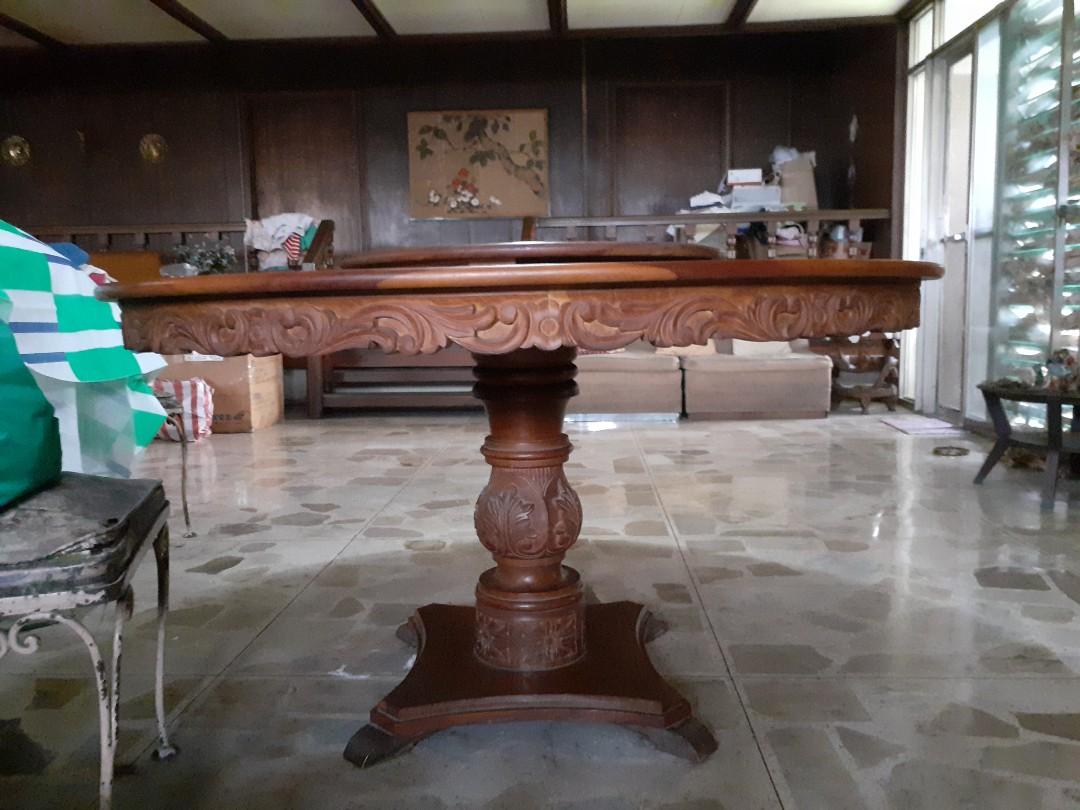 Narra round dining table with chairs, Furniture & Home Living ...