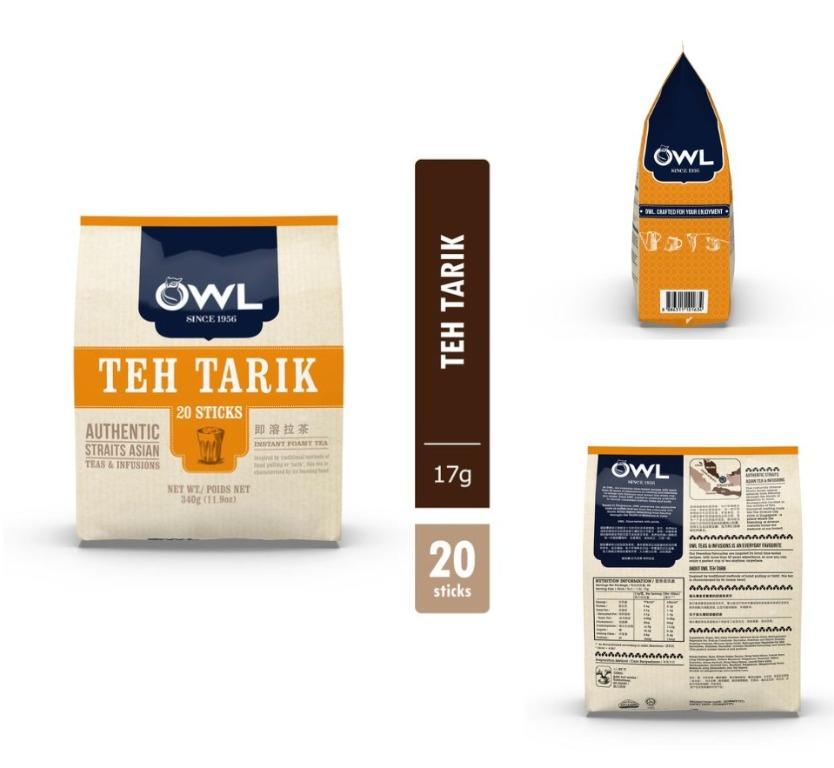 OWL TEH TARIK HALAL INSTANT FOAMY TEA MILK TEA 17gX20Sticks, Food ...