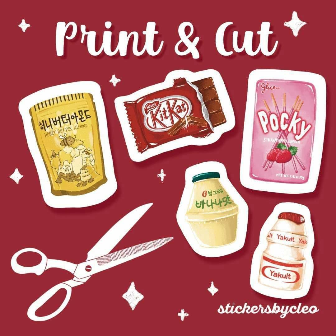 SNACKS Printable Sticker Sheet, Hobbies & Toys, Stationary & Craft ...