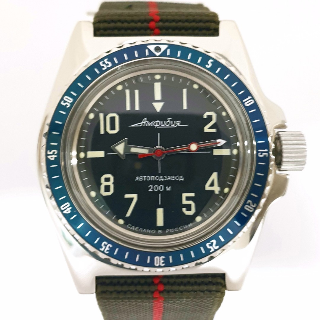 Vostok Amphibia 110 Automatic Watch 200 Metres With Custom Bezel Blue ...