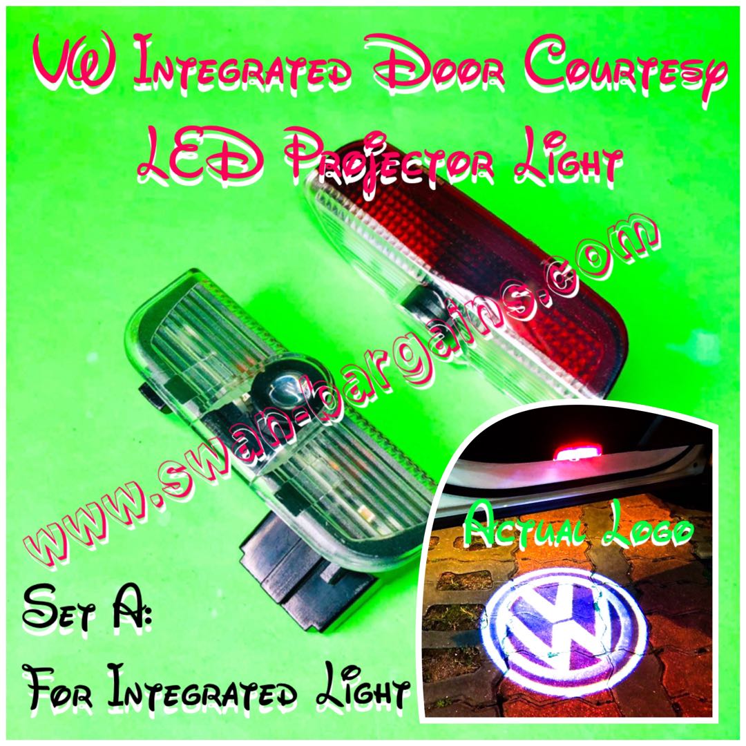 2pcs VW Logo Integrated or External Battery Door Courtesy Greetings LED ...