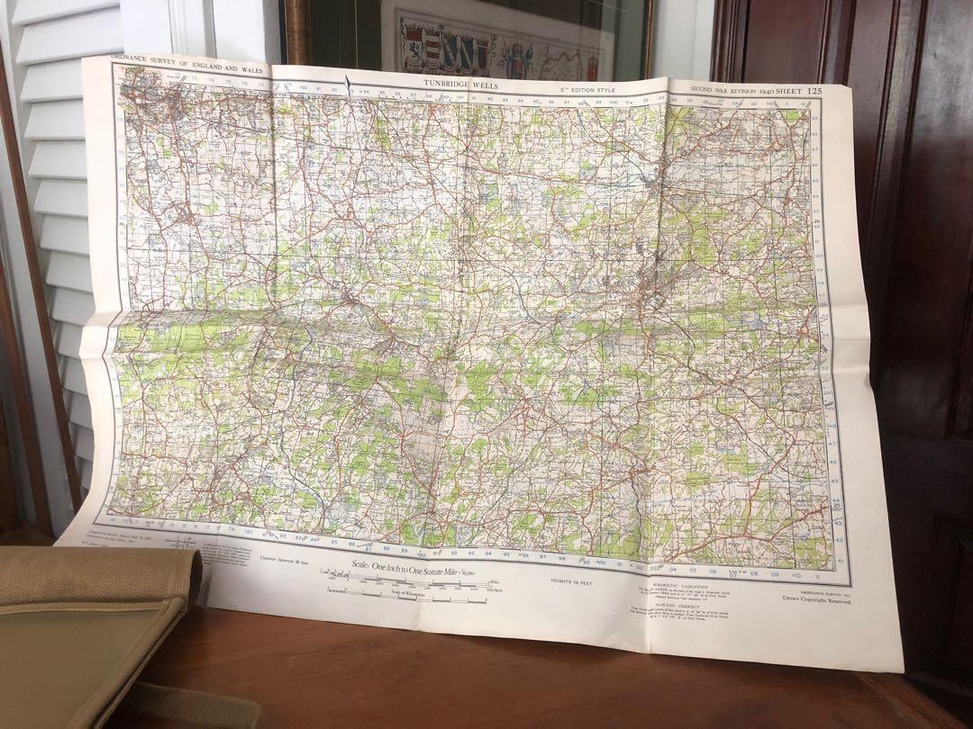 WW2 Original British Army Webbing Map Case and Map Dated 1944, Hobbies ...