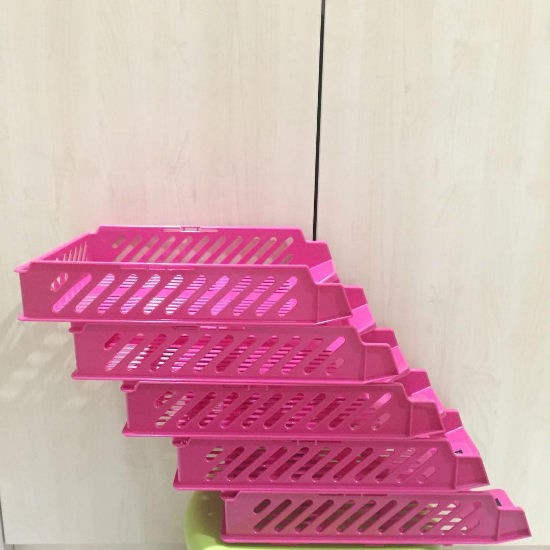 A4 Document Letter Tray Rack Pink, Hobbies & Toys, Stationery & Craft ...