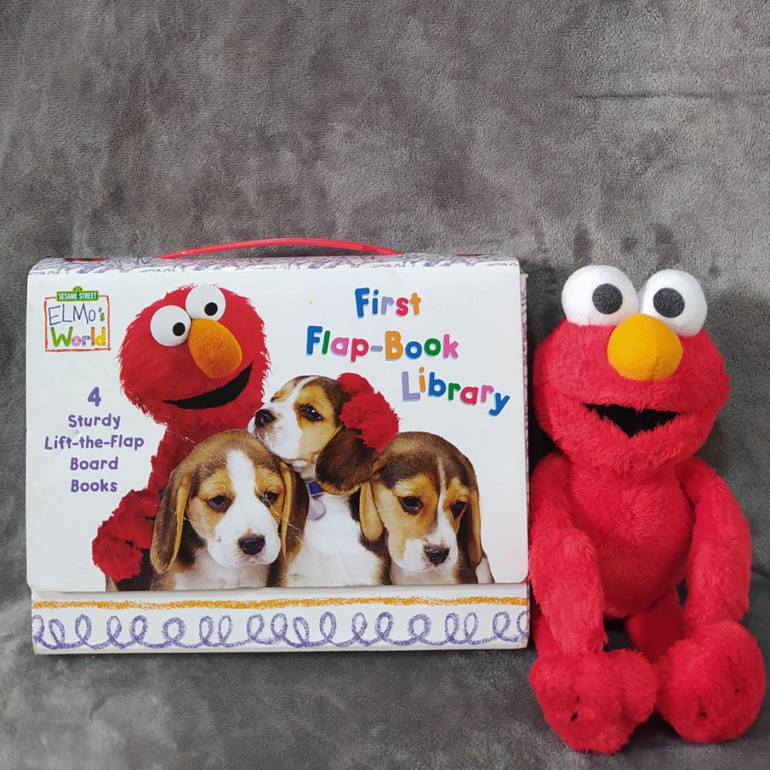Elmos World First Flap Book Library + Elmo Stuffstoy, Hobbies & Toys ...