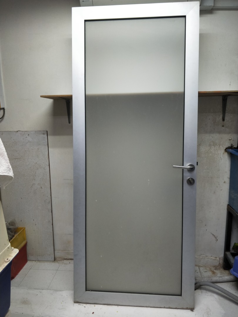Frosted glass aluminium frame door, Furniture & Home Living, Furniture ...