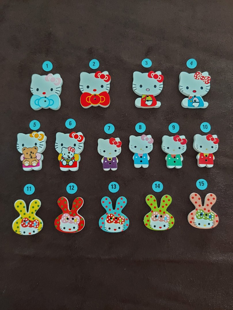 Hello kitty buttons, Hobbies & Toys, Stationery & Craft, Craft Supplies ...