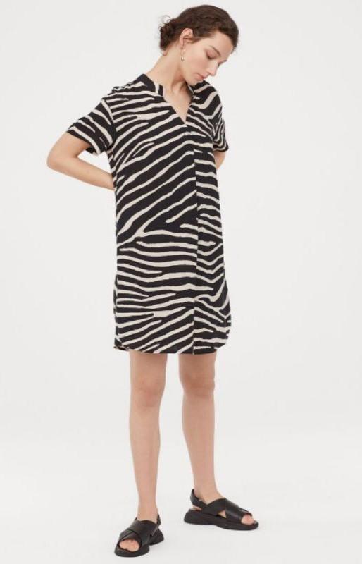 H&m Hnm Midi dress zebra print, Fesyen Wanita, Pakaian Wanita, Gaun ...