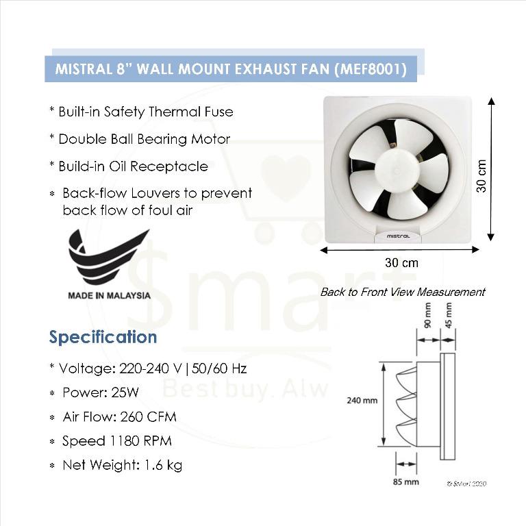 *Installation available*Mistral Ventilation Exhaust Fan 8" 10" 12" Wall ...