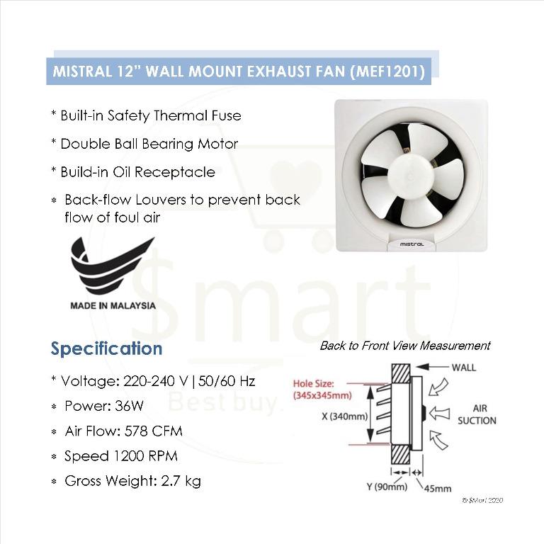 *Installation available*Mistral Ventilation Exhaust Fan 8" 10" 12" Wall ...