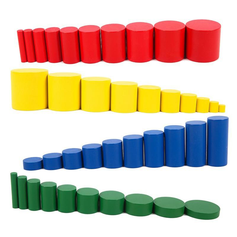 Montessori Sensorial Material Knobless Cylinders Kids Wooden Toy ...
