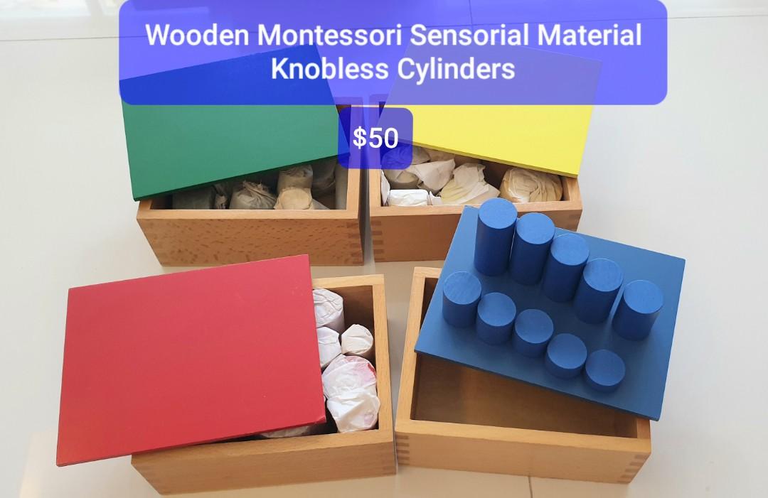 Montessori Sensorial Material Knobless Cylinders Kids Wooden Toy ...