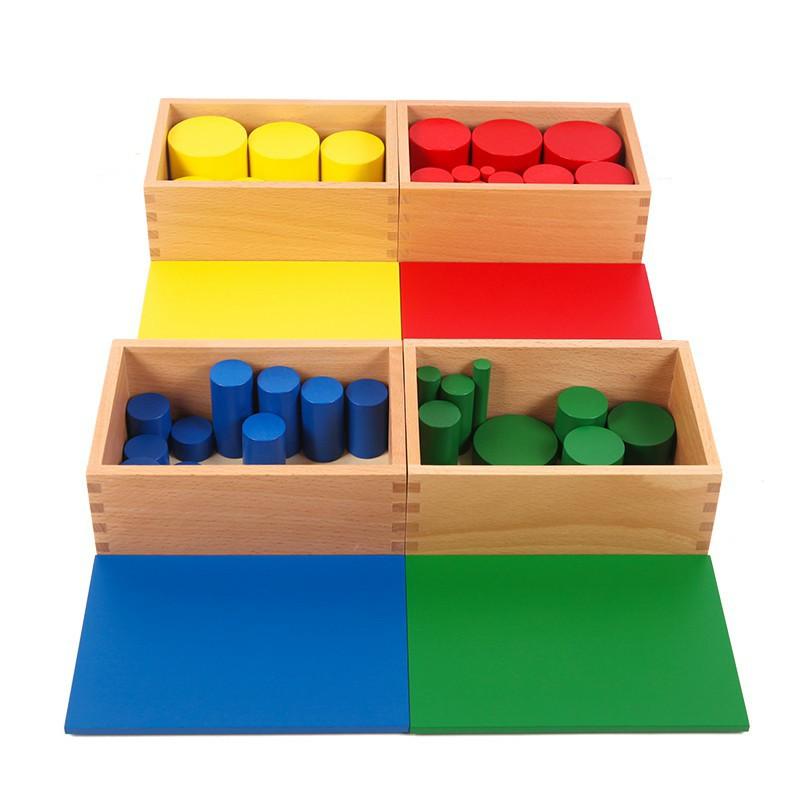 Montessori Sensorial Material Knobless Cylinders Kids Wooden Toy ...