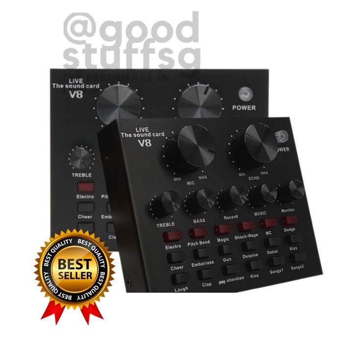 V8 Audio Set Interface External Usb Live Microphone Sound Card ...