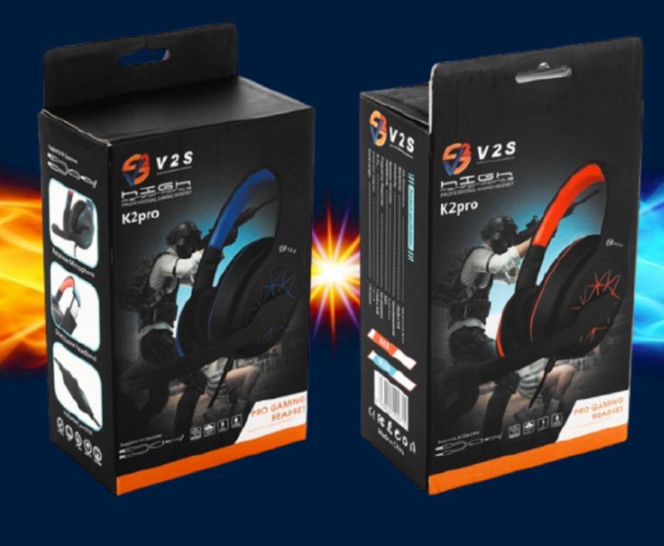 2020 V2S K2pro Headset Stretchable Wired Gaming Headphone With Mic ...